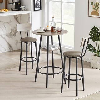 Bar Table Set with 2 Bar stools PU Soft seat with backrest - Bed Bath ...