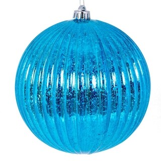 Vickerman 8" Turquoise Shiny Lined Mercury Ball Ornament. - Blue - Bed ...