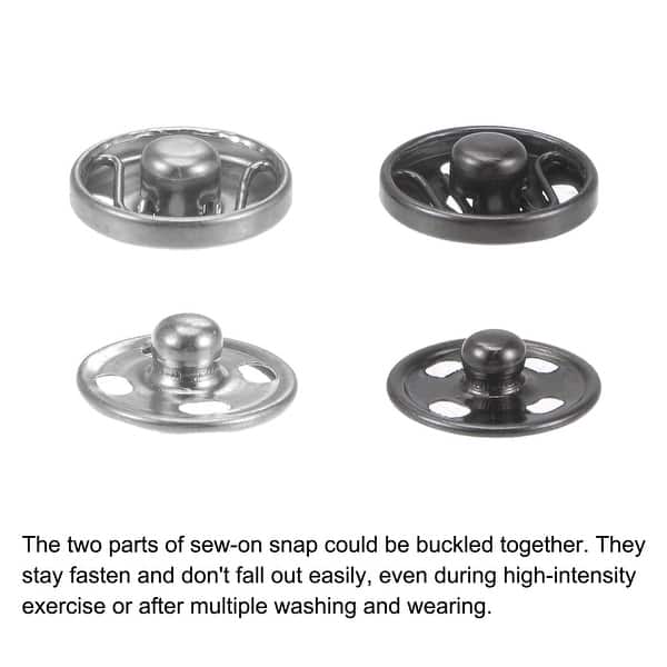 Sew-on Snap Buttons 50 Sets 8.5mm Snap Fasteners for Sewing Black ...