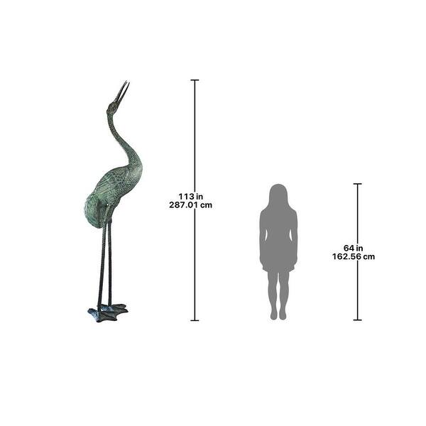 Design Toscano Colossal Straight Neck Crane Bronze Garden Statue - Bed ...