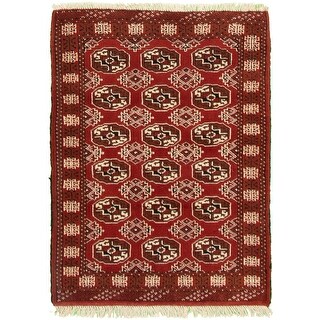 ECARPETGALLERY Hand-knotted Turkman Dark Copper Wool Rug - 3'5" x 4'8 ...