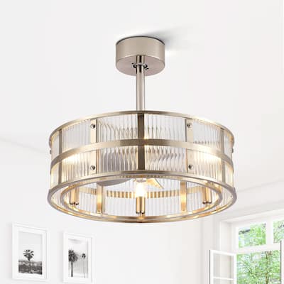 20 Inch Modern Nickel Ceiling Fan with Light and Remote (5-Blade ...