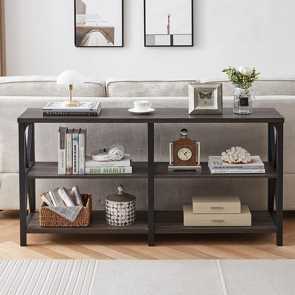 Rustic Console Table, Industrial Modern Sofa Table Behind Couch, Long ...