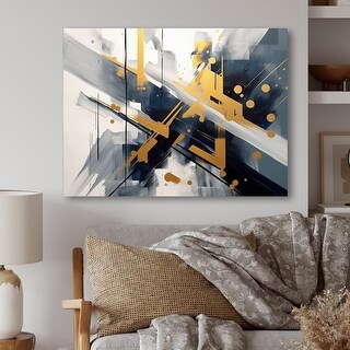 Designart "Black And Gold Depth Corner I" Abstract Shapes Metal Wall ...
