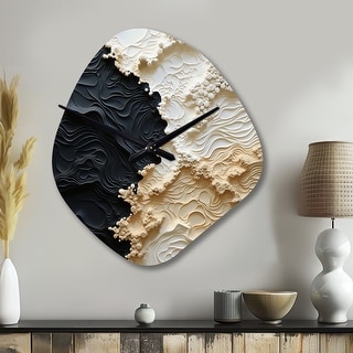 Abstract Cream And Black Liquid Paint - Coastal Wall Clocks - Nautical ...
