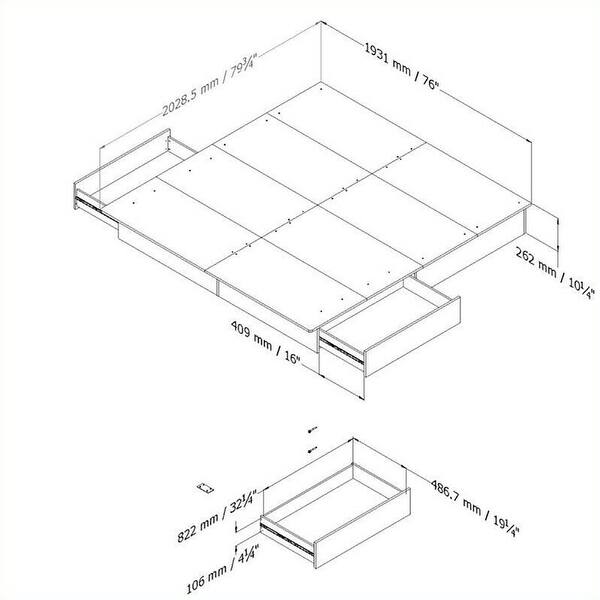 Step One King Platform Bed with Drawers in Pure White - Bed Bath ...