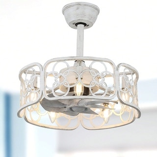 Cusp Barn 18in. Farmhouse Caged Ceiling Fan with Remote, Bladeless ...