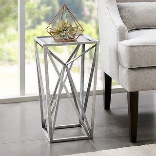 Silver Veneer Slanted Cut Glass Tabletop Side Table - Bed Bath & Beyond ...