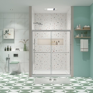 Double Sliding Framed Shower Doors with Stainless Steel Handle - Bed ...