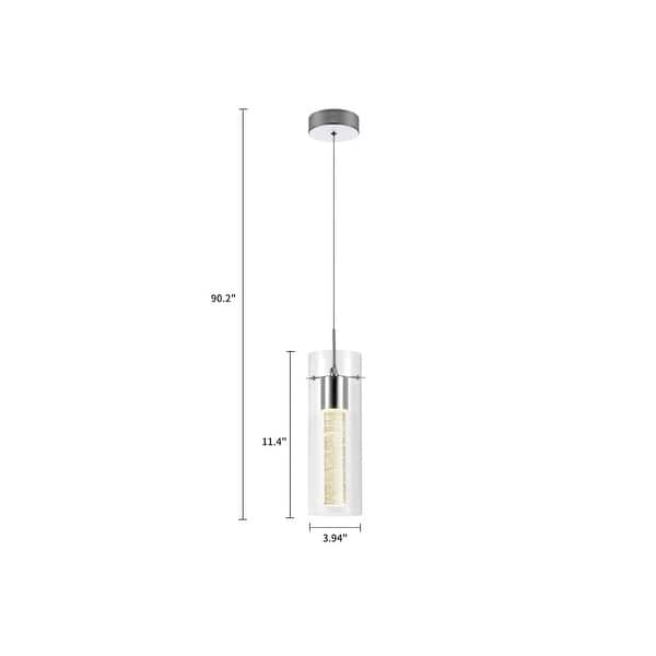 Defong LED 1-Light Cylinder Pendant Light - Silver - Bed Bath & Beyond ...