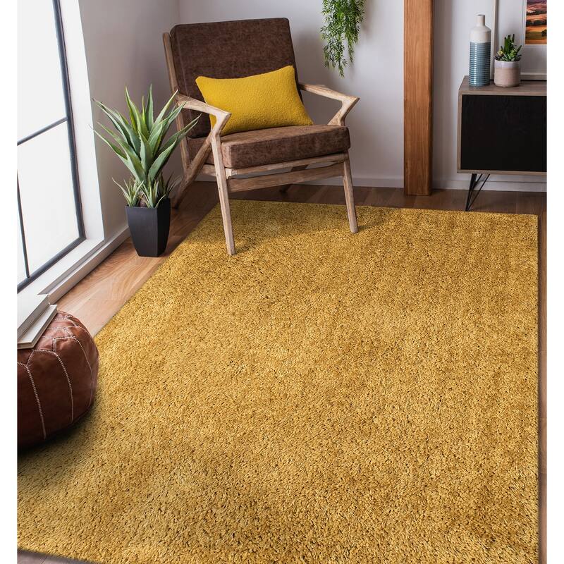 Esme Microfiber Thick 2" Polyester Shag Area Rug - Overstock - 10877990