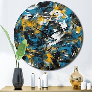 Designart "Blue and Yellow Abstracted Realms I" Abstract Oversized Wall ...