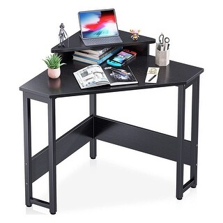 ODK Modern Triangle Corner Computer Writing Desk w/ Raised Monitor ...