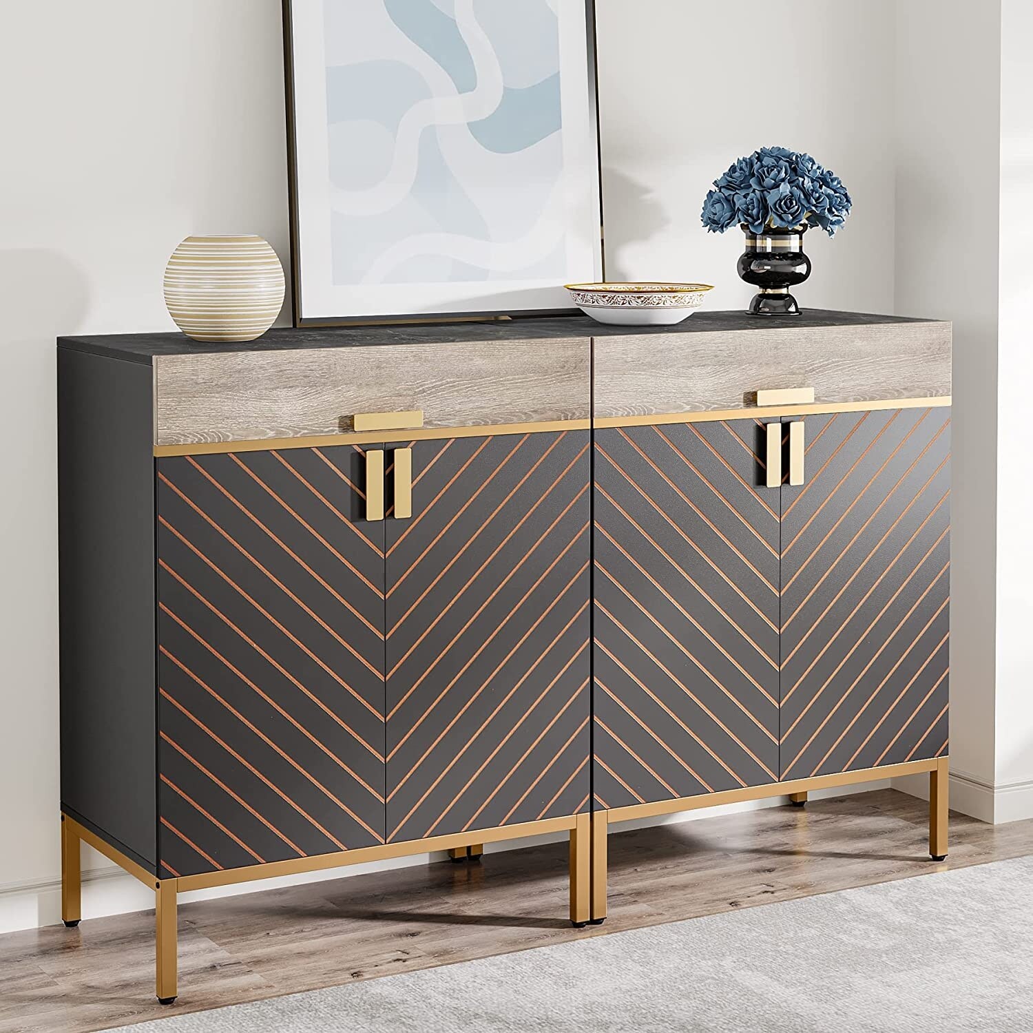 Sideboard Buffet Cabinet with Removable Shelves Modern Kitchen Storage Cabinet with 2 Drawers Bed Bath Beyond 37593584