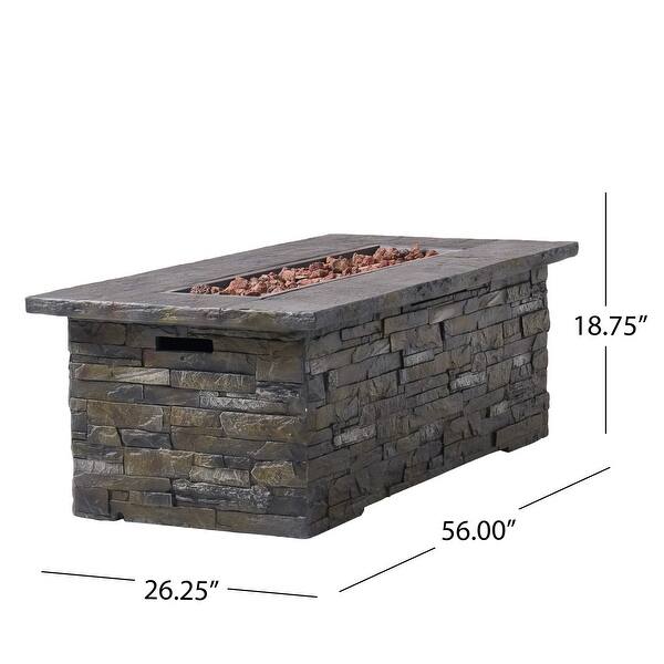Lowan Lightweight Concrete Outdoor 50,000 BTU Rectangular Fire Pit (No Tank Holder) by ...