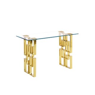 Best Quality Furniture Glass Console Table with Square Stainless Steel ...