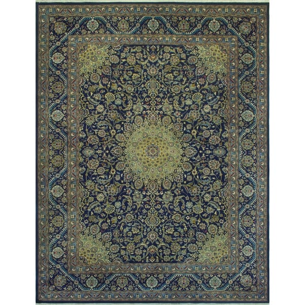 Super Vintage Distressed Marshall Navy/Gold Rug - 9'6" x 12'7" - Bed ...