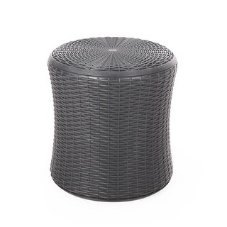 Lifo Outdoor End Table, Storage, 19 Inch, Gray Woven Polypropylene ...