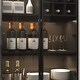 Modern Display Cabinet with Pop-up Glass Doors and Wine Rack Lighted ...