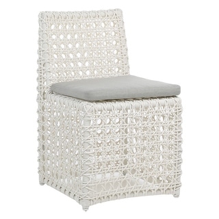 Maxine Indoor-Outdoor Woven Bright White Poly Rope Cube Chair with ...