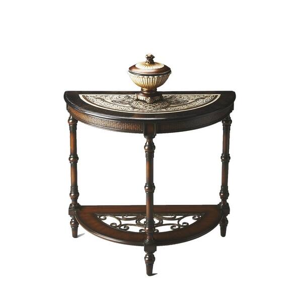 Traditional Solid Wood Demilune Console Table in Metalwork Finish ...