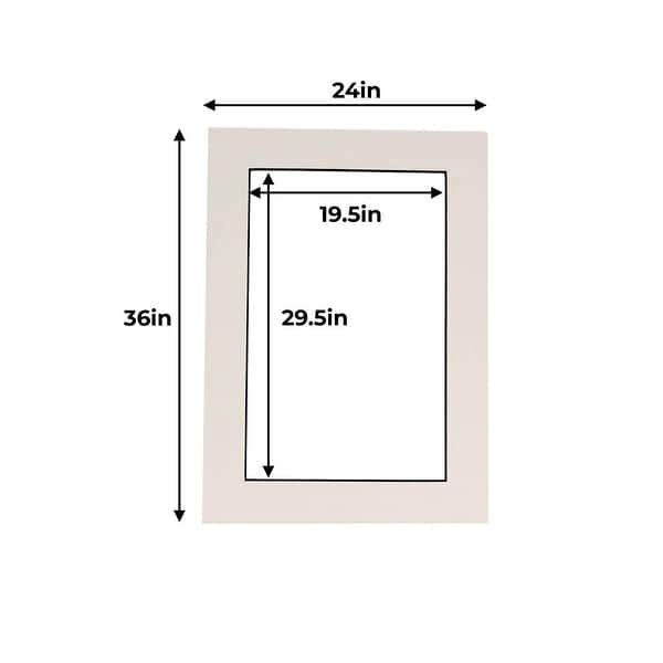 24x36 Mat for 20x30 Photo - White with Black Core Matboard for Frames ...