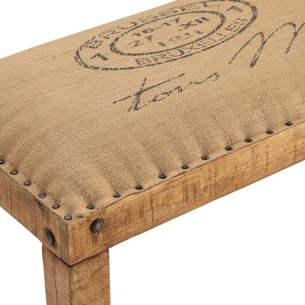 Bengal Manor Mango Wood Burlap Bench - 42 x 16 x 19 - Bed Bath & Beyond ...