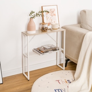 Narrow Side Table with Shelf, 25-inch Tall End Table for Small Space ...