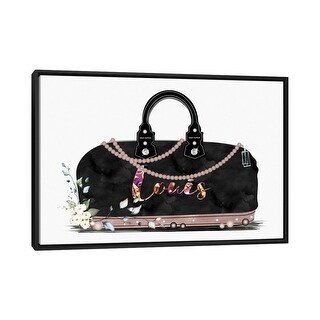 iCanvas "Black And Tan Fashion Duffle Bag With Florals & Pearls" by ...