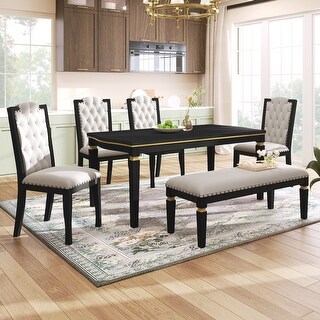 2 Color Modern Elegant Dining Sets with 4 Upholstered Chair and 45 ...