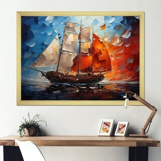 Designart "Boat Abstract Maritime Symphony I" Boat Framed Wall Art ...