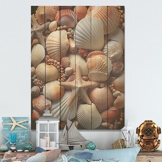 Designart "Classic Seashells By The Sea" Seashell Wood Wall Decor ...