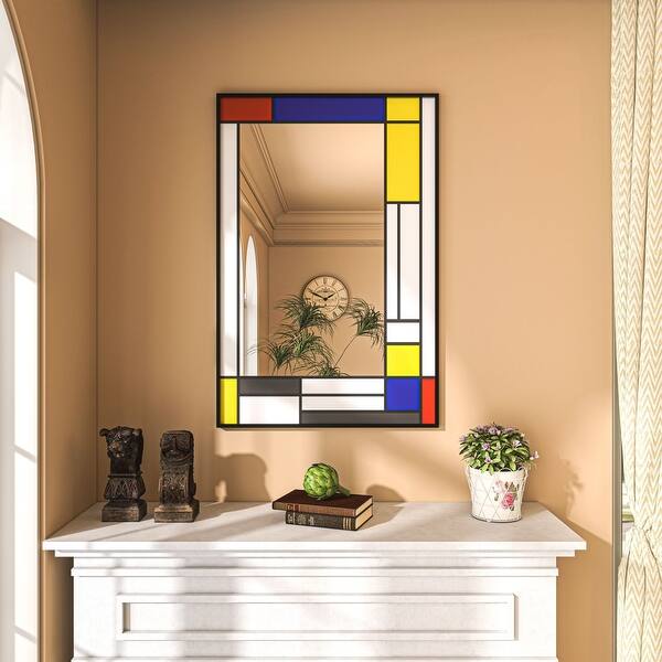 Organnice Rectangle Black Aluminum Frame Tempered Glass Wall-mounted ...