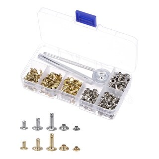 120 Set Leather Rivets Kit 2 Colors 3 Sizes with 3PCS Setting Tools for ...