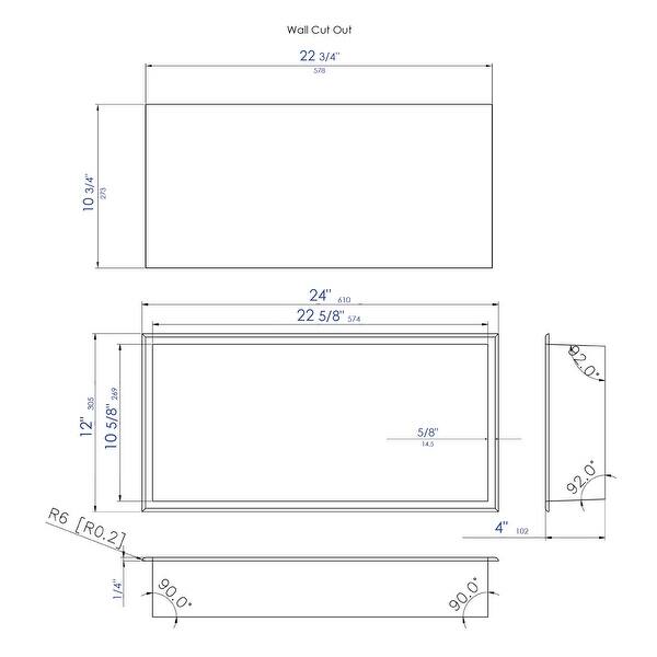 ALFI brand 24 x 12 White Matte Stainless Steel Horizontal Single Shelf ...