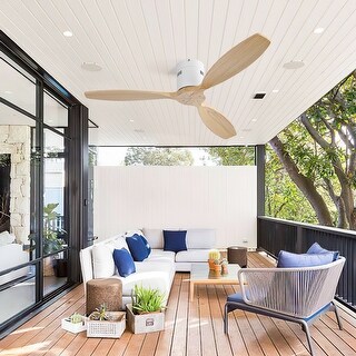 52" Reversible Ceiling Fans No Lights w/ Remote, 3 Blades, White+Brown ...
