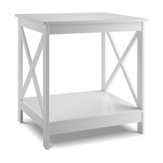 2-Tier Side Table with X-shape Design and 4 Solid Legs - Bed Bath ...