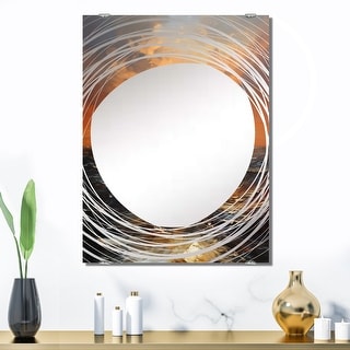 Designart "Golden Boat Horizon Sunset II" Coastal Sunset Mirror Yellow ...