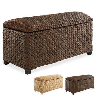 36in Storage Trunk Chest w Curved Lid Safety Hinge Water Hyacinth - Bed ...