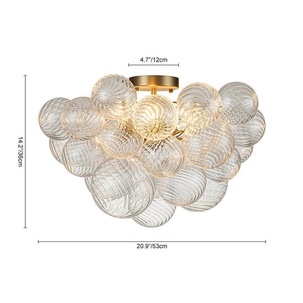 Modern Ribbed Glass Globe Cluster Bubble Semi Flush - Brass, Nickel ...