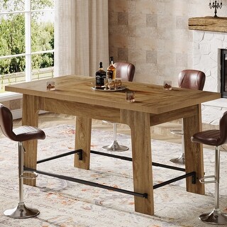 62.6'' Rectangular Bar Table, Counter Height Pub Dining Table Home Bar ...