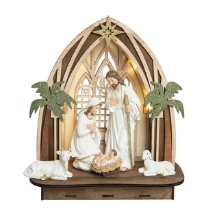 6 Piece Brown Christmas Light Up Nativity and Creche Set 10" - Bed Bath ...