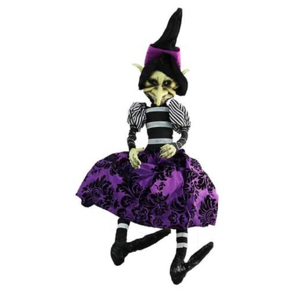 27" Black and Purple Rosemary Gremlin Witch Halloween Figurine - Bed ...