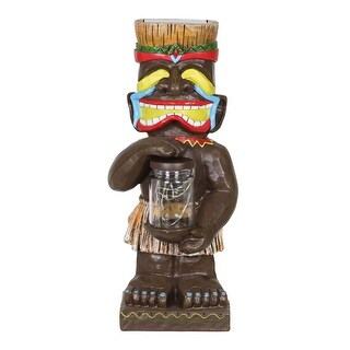 Exhart Solar Garden Totem Statue Holding A Glass Jar With 6 LED Fairy ...