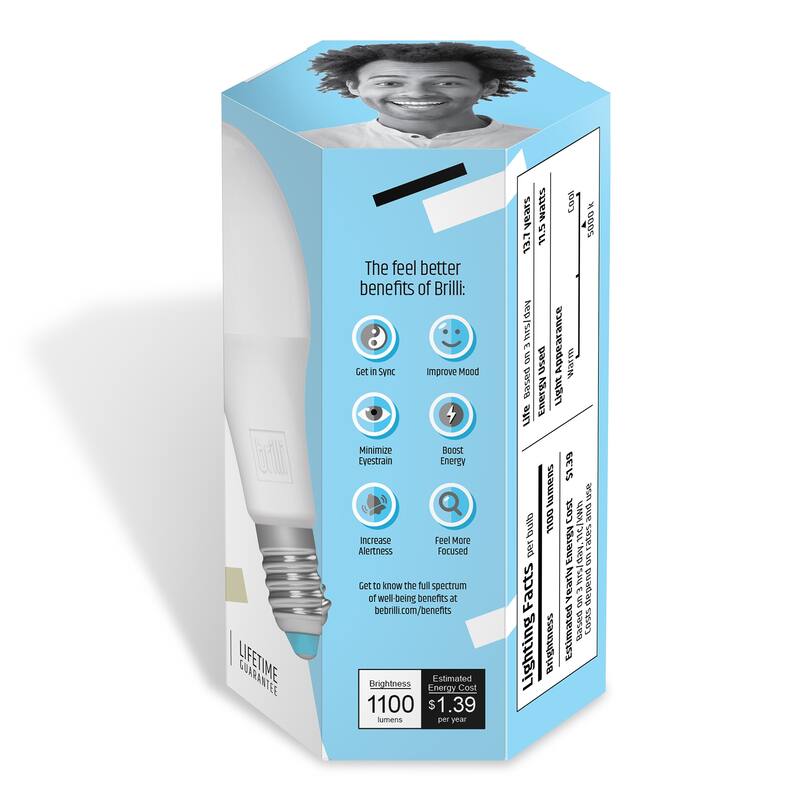 Brilli Charge Up Energy-Boosting Dimmable LED A19 75W Light Bulbs 4pk ...