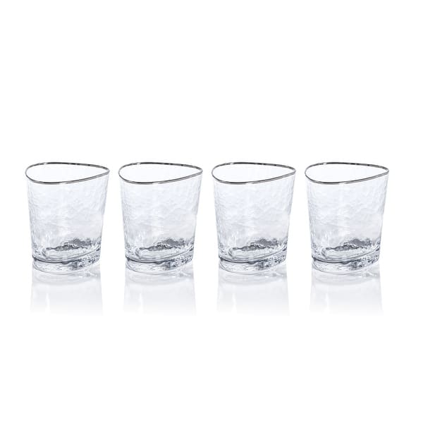 Kampari Triangular Double Old Fashioned Glasses with Platinum Rim, Set ...
