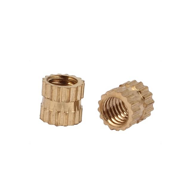 M4 x 5mm Brass Cylinder Knurled Threaded Round Insert Embedded Nuts ...