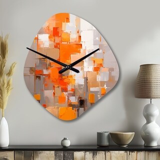 Designart - Orange Brown Shattered Realities - Cubism Large Wall Clocks ...