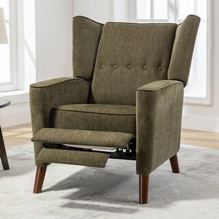 Mid-Century Chenille Wingback Recliner Chair with Button Tufted ...