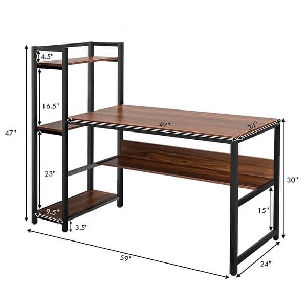 Costway Multi-Functional Computer Desk with 4-tier Storage shelves ...